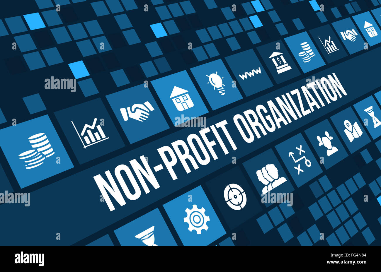 Non-profit organization concept image with business icons and copyspace Stock Photo - Alamy