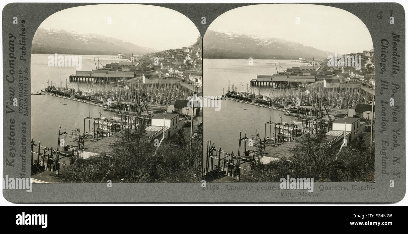 ALASKA: KETCHIKAN, c1900. /nCannery tenders in the winter quarters at ...