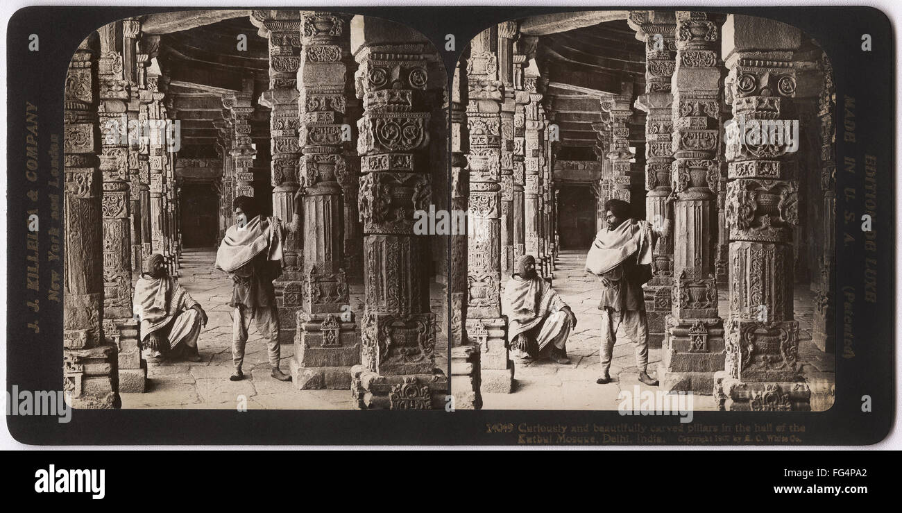 INDIA: QUTB MOSQUE, c1907. /n'Curiously and beautifully carved pillars ...