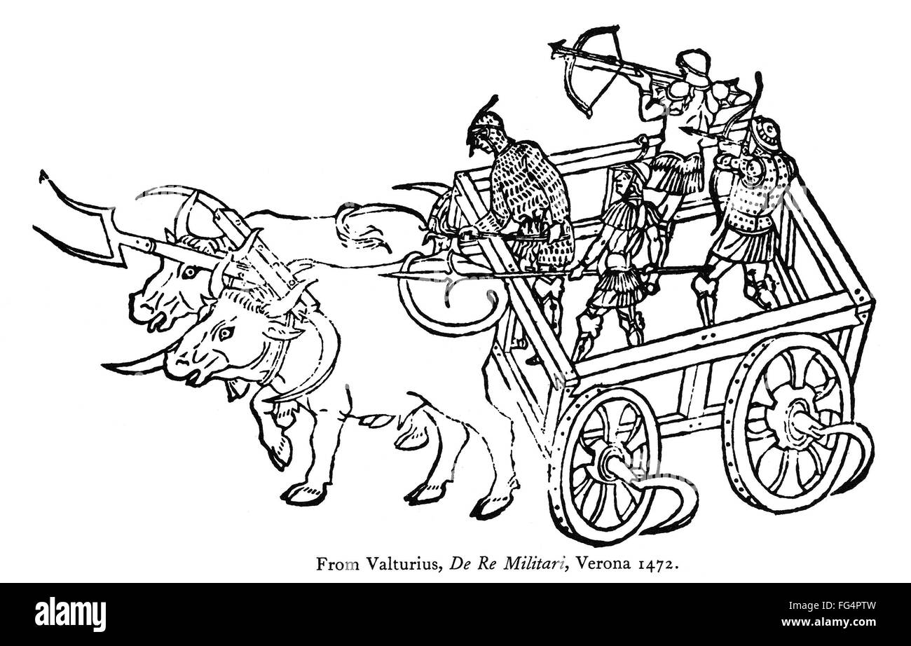 WARRIORS, 1472. /nSoldiers with spears and crossbows in an armored, ox ...