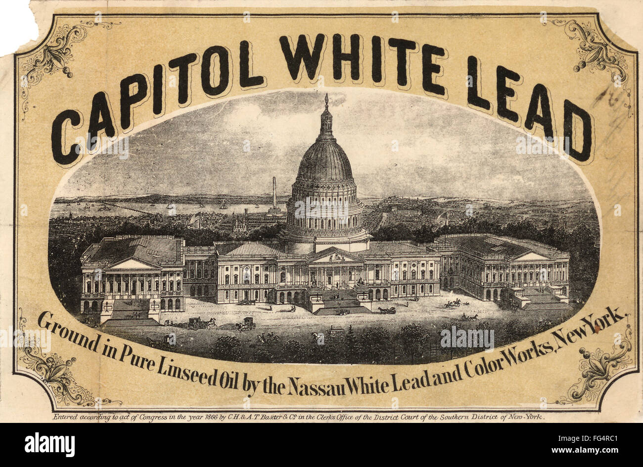 LEAD PAINT AD, 1866. /nAmerican lithograph advertisement, 1866, for ...