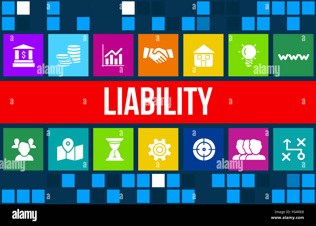 liability concept image with business icons and copyspace Stock Photo ...