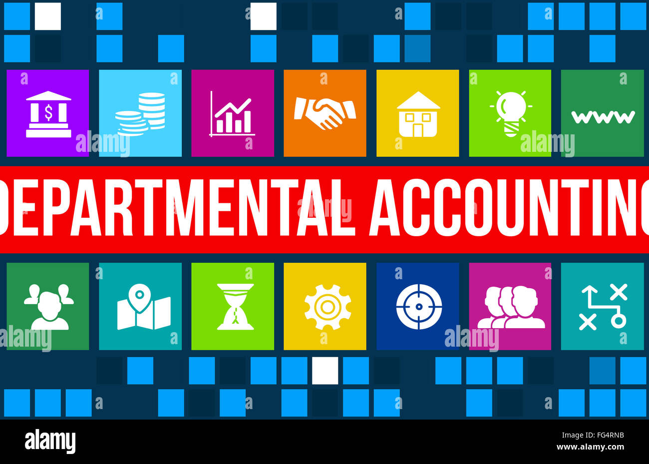 Departmental accounting concept image with business icons and copyspace ...