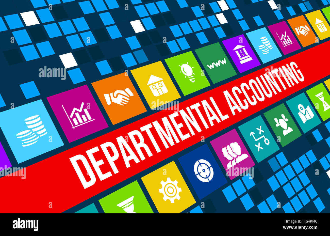 Departmental accounting concept image with business icons and copyspace ...