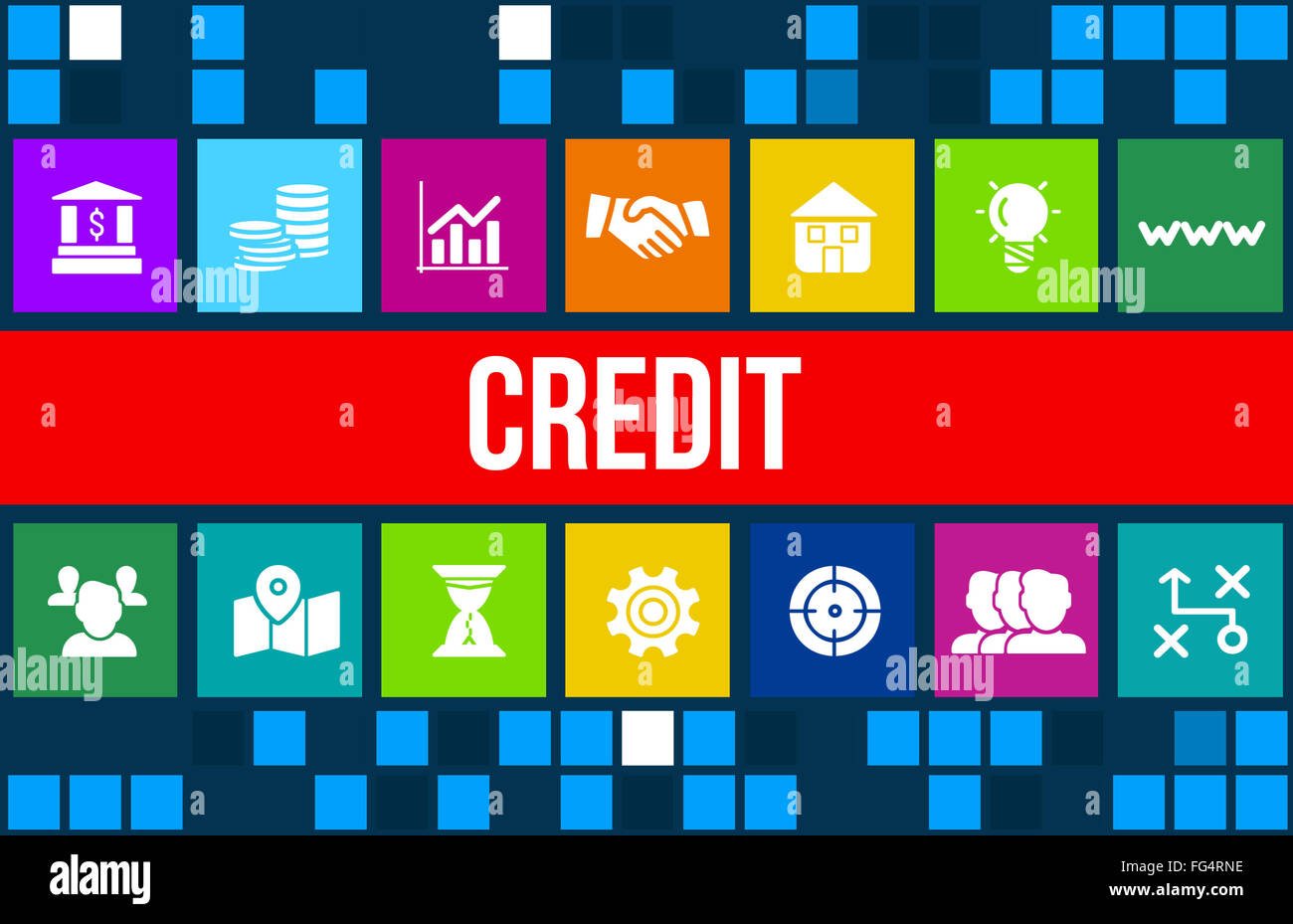Credit concept image with business icons and copyspace Stock Photo - Alamy