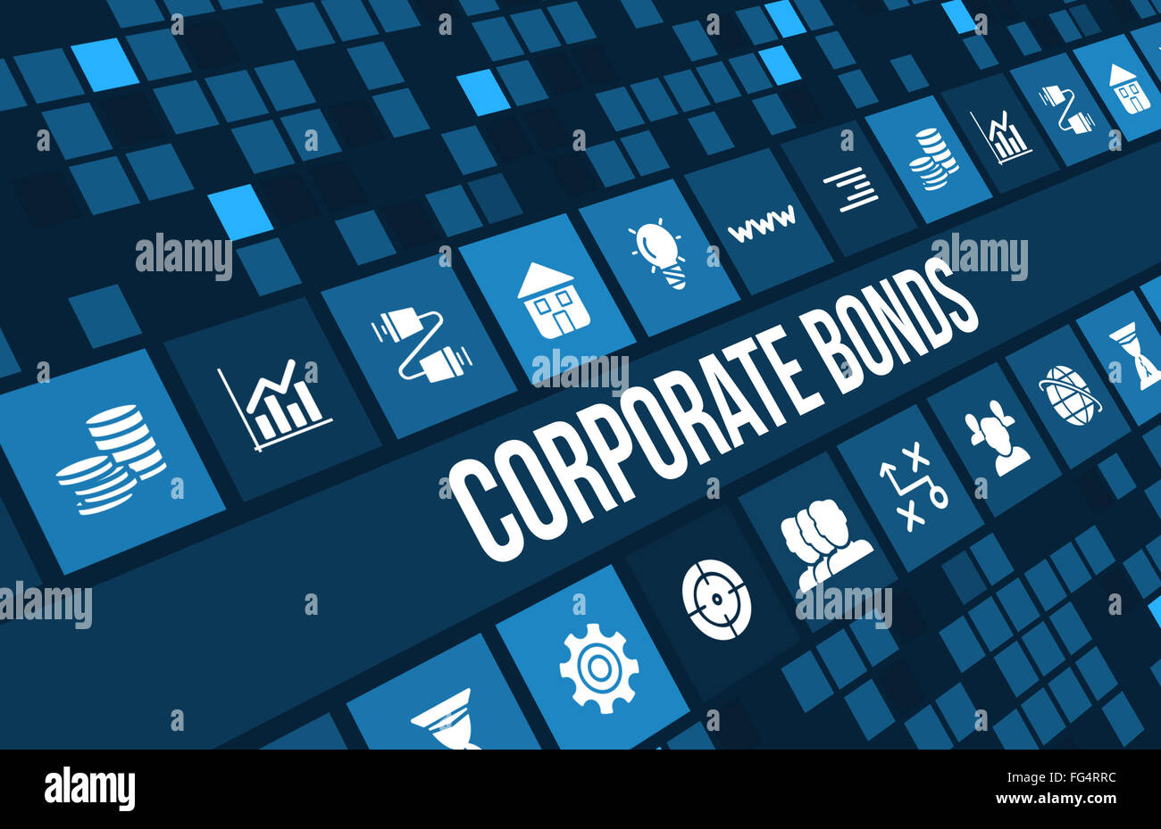 Corporate Bonds concept image with business icons and copyspace Stock ...