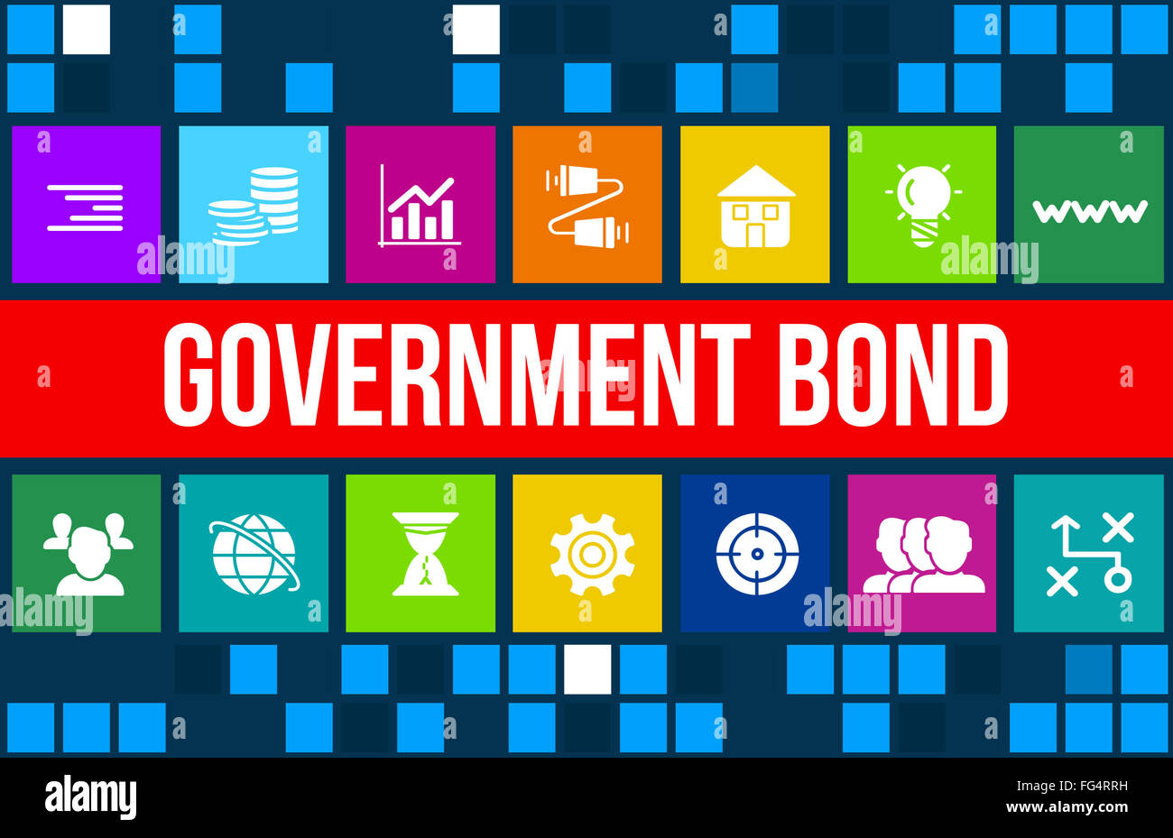 Goverment Bond concept image with business icons and copyspace Stock ...