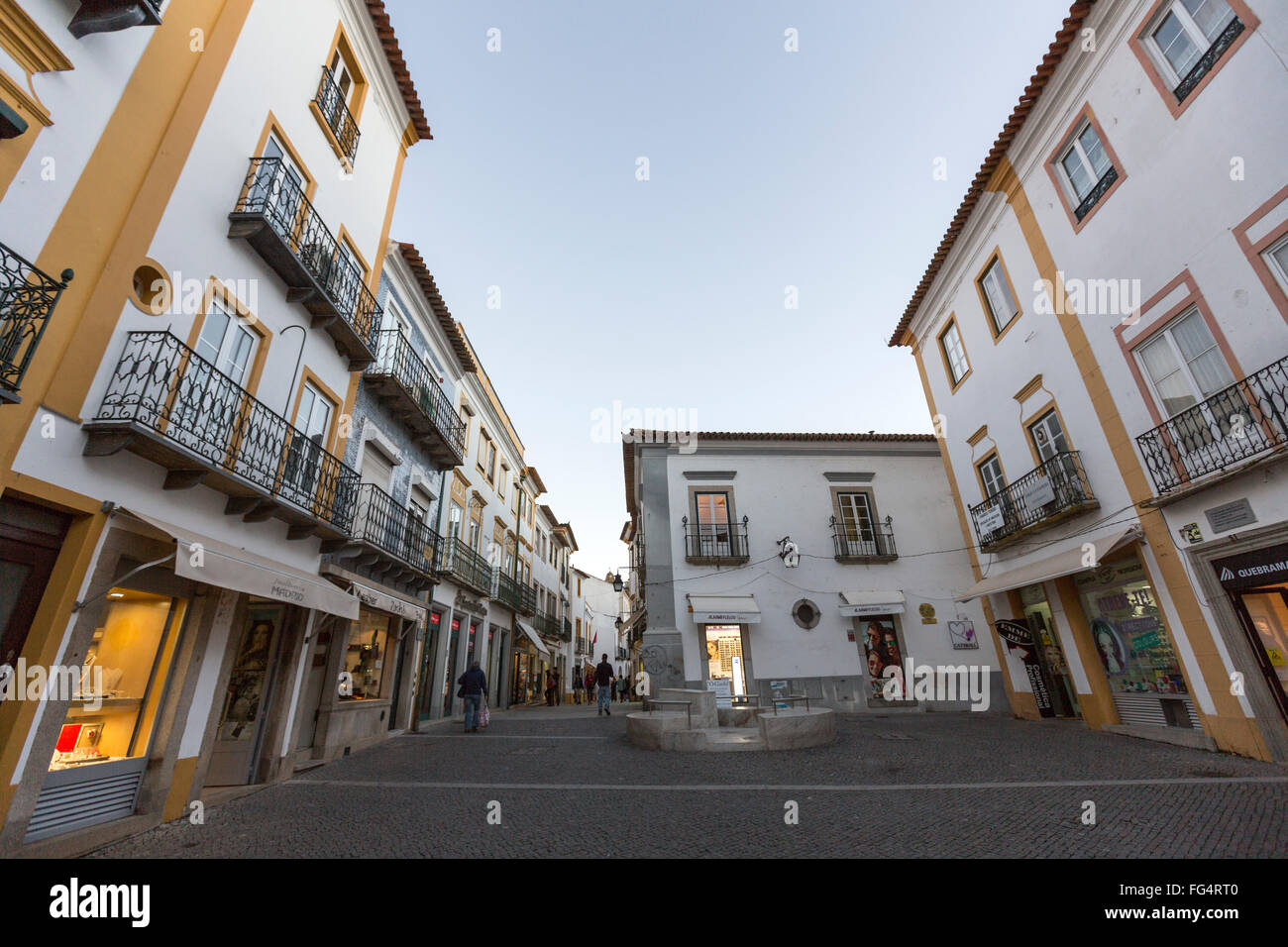 Evora pedestrian street at dusk, Portugal Stock Photo - Alamy