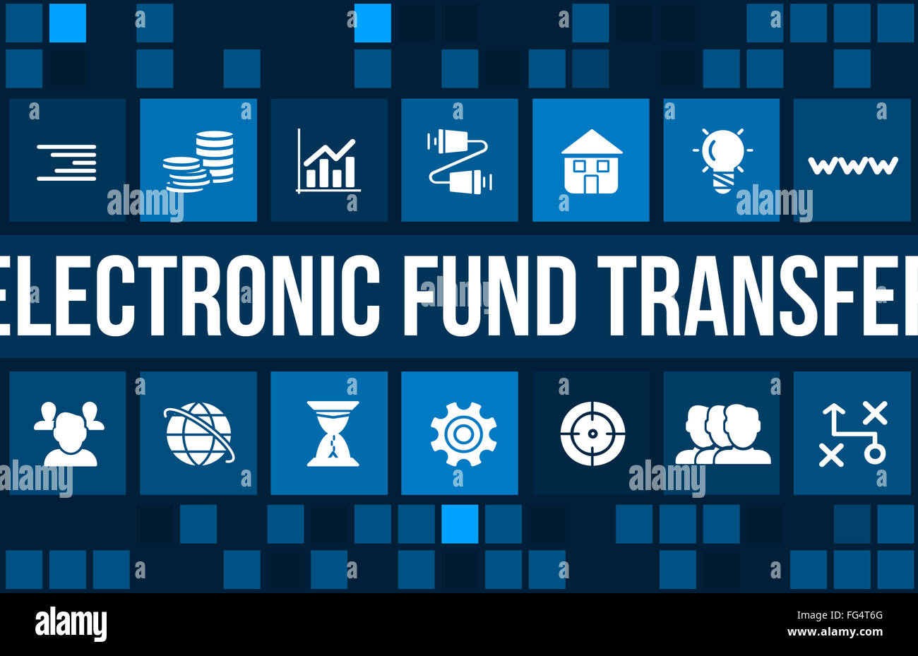 Electronic fund transfer concept image with business icons and ...