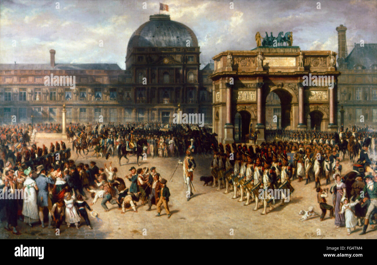 PARIS: TROOP REVIEW, 1810. /nA military review in the Cours du ...