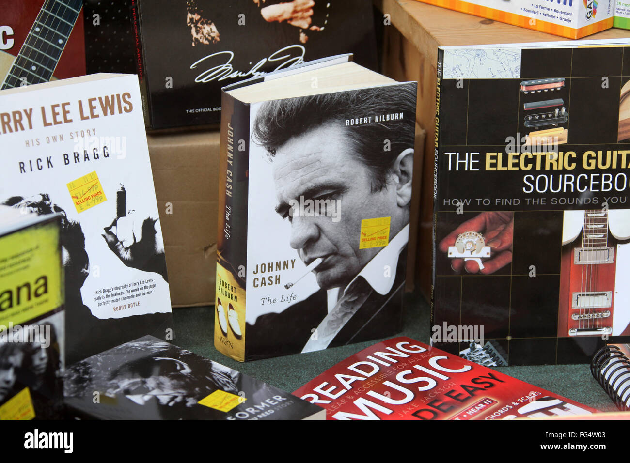 Music themed book display in a shop window Stock Photo - Alamy