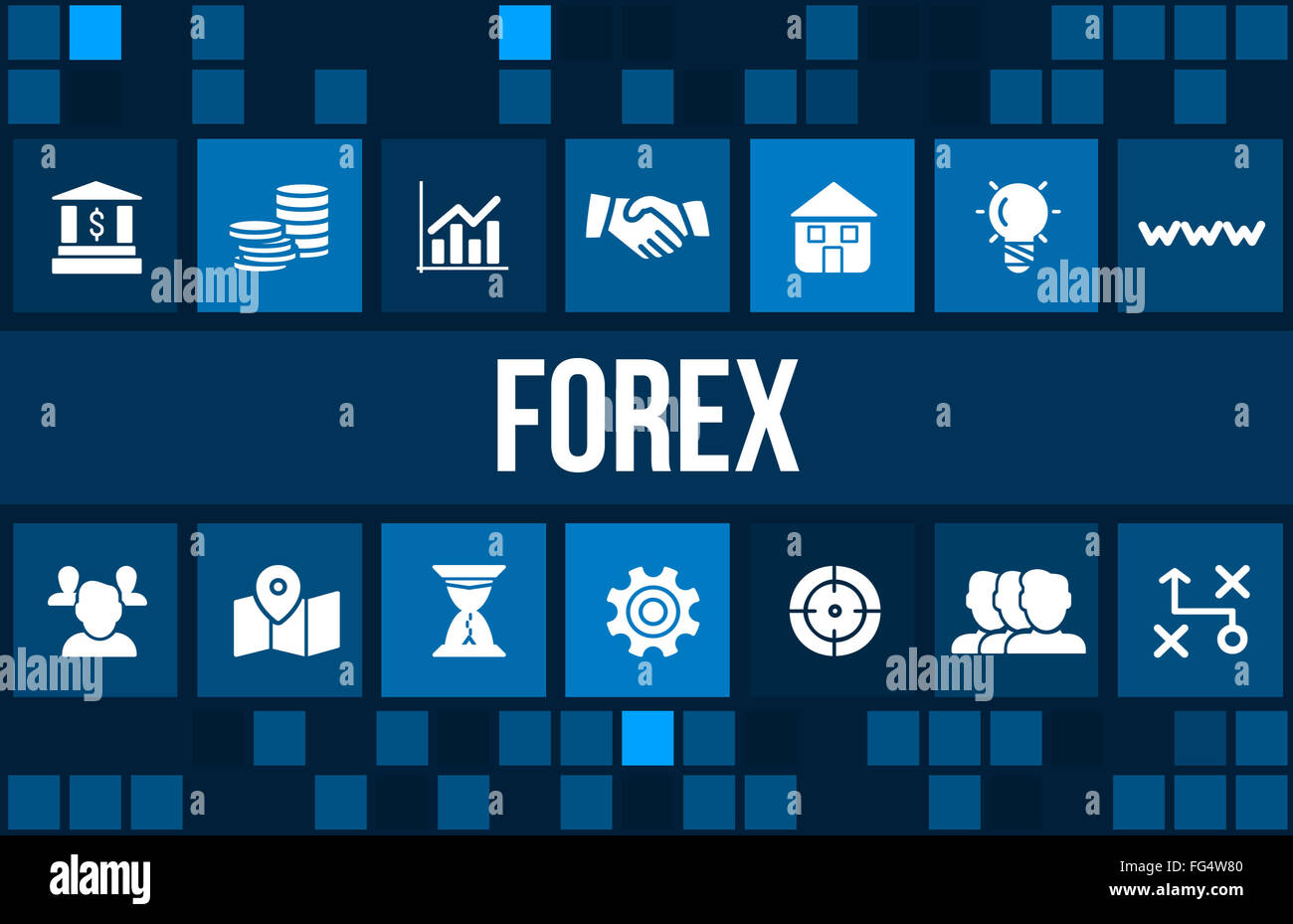 Forex concept image with business icons and copyspace Stock Photo - Alamy