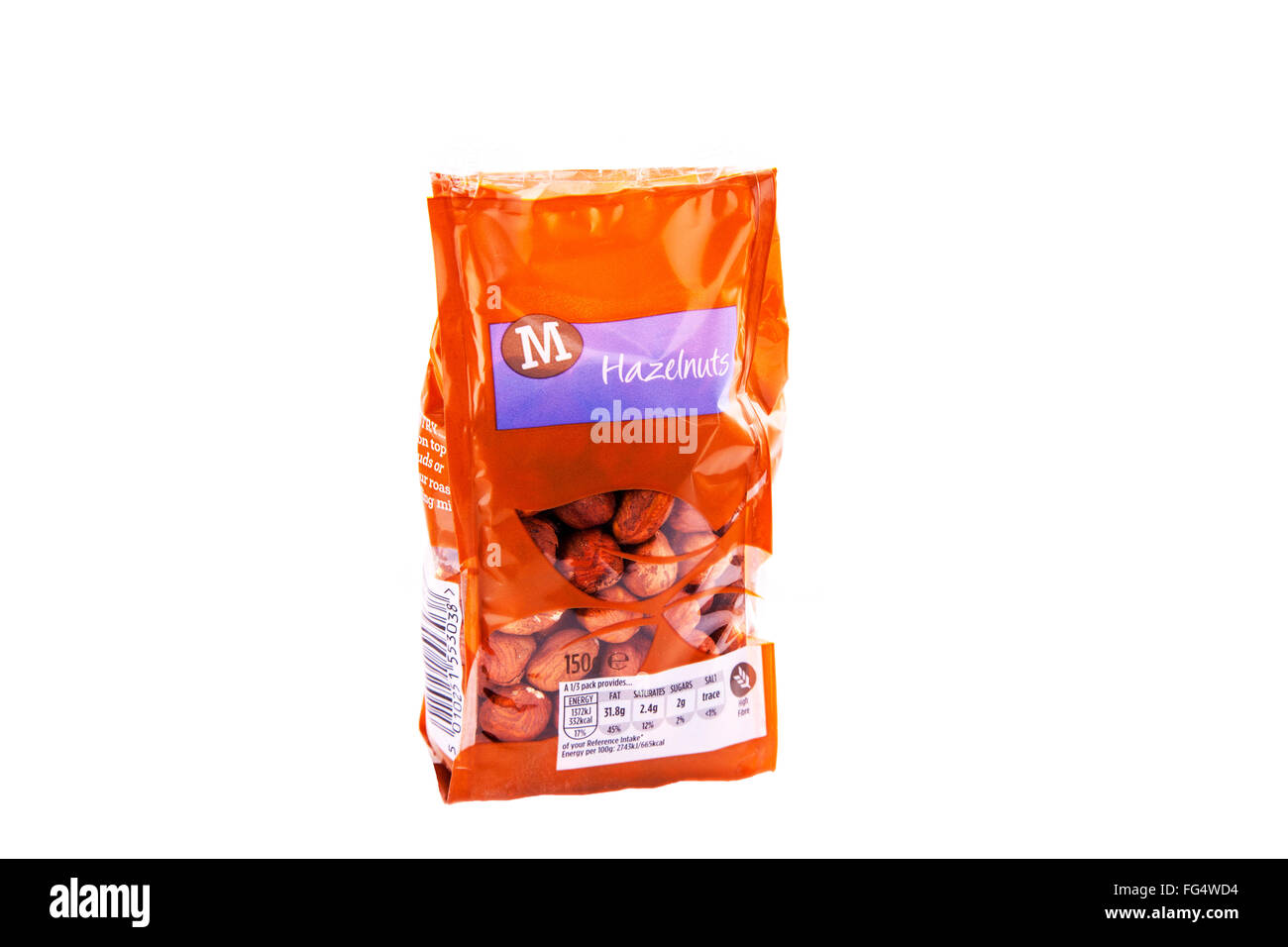 Hazelnuts pack packet hazelnut pieces packed Morrison's Cut out cutout ...