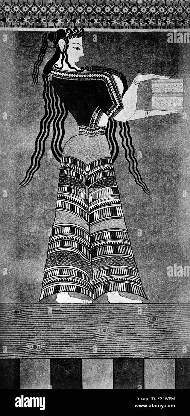 CRETE: WOMAN WITH PYXIS. /nA woman carrying a pyxis, a vessel to hold ...