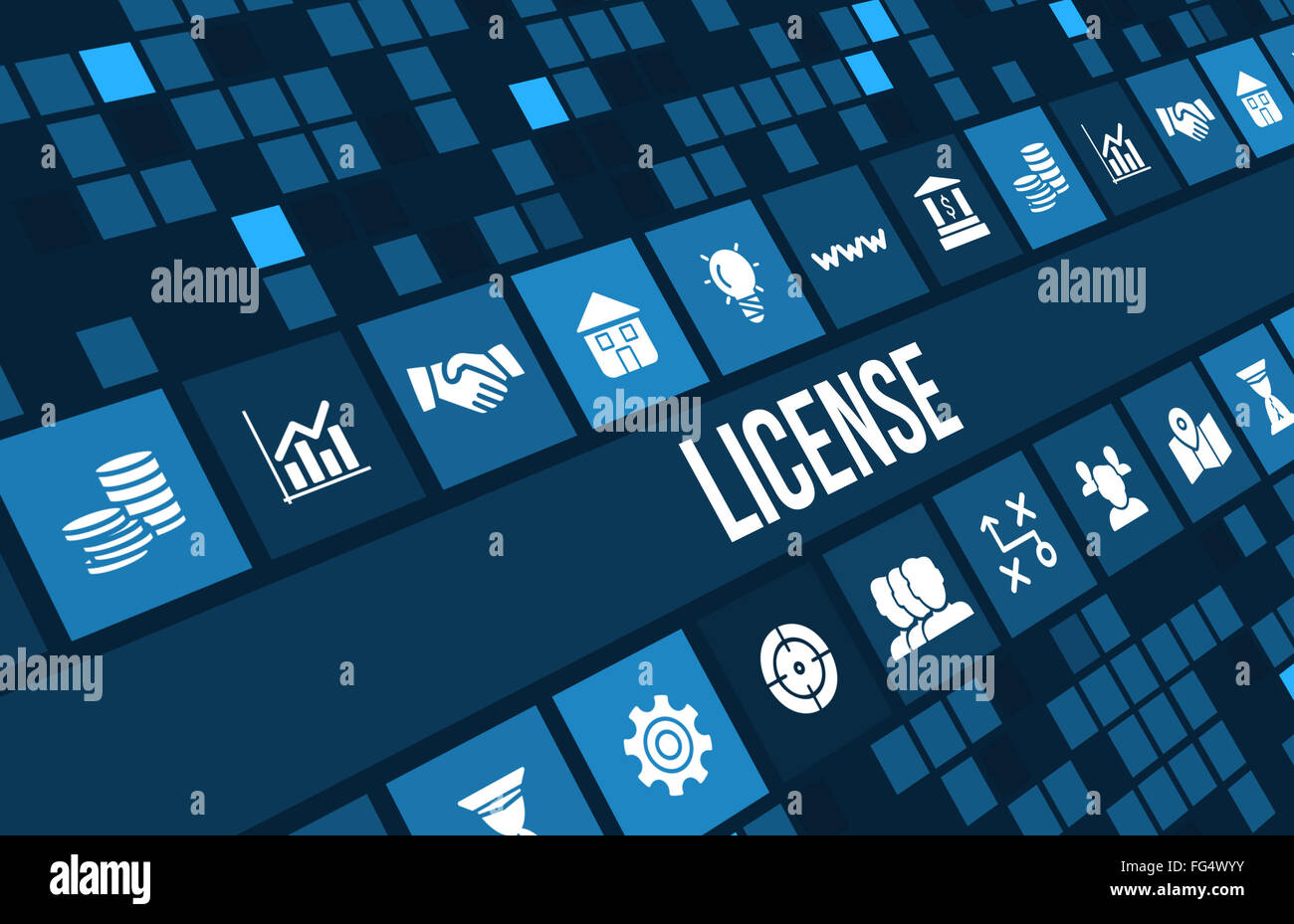 License concept image with business icons and copyspace Stock Photo - Alamy