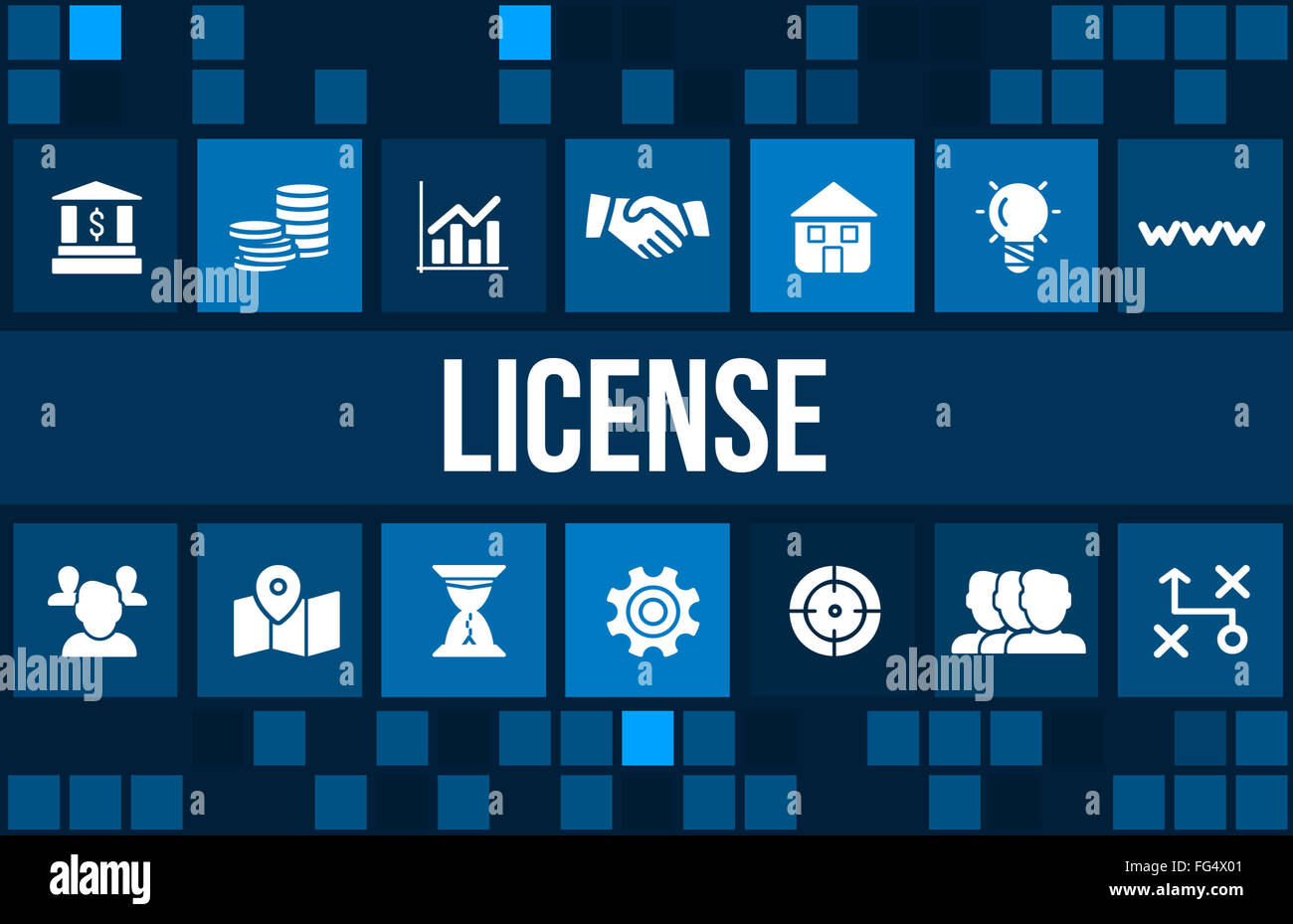 License concept image with business icons and copyspace Stock Photo - Alamy