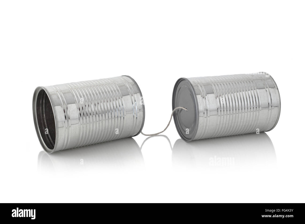Tin can telephone. Concept Stock Photo - Alamy