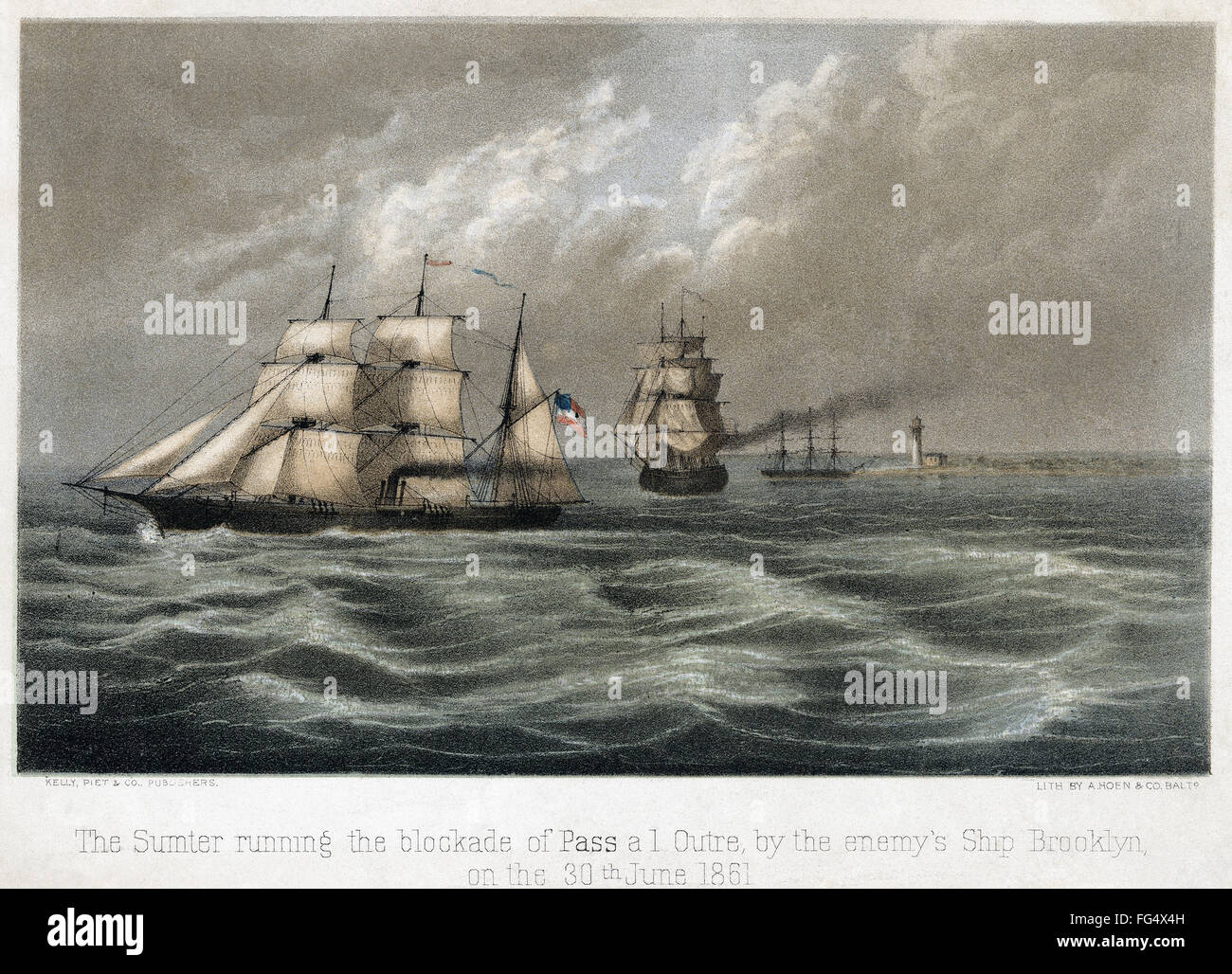 CIVIL WAR: BLOCKADE, 1861. /nThe Confederate cruiser, 'Sumter,' running ...