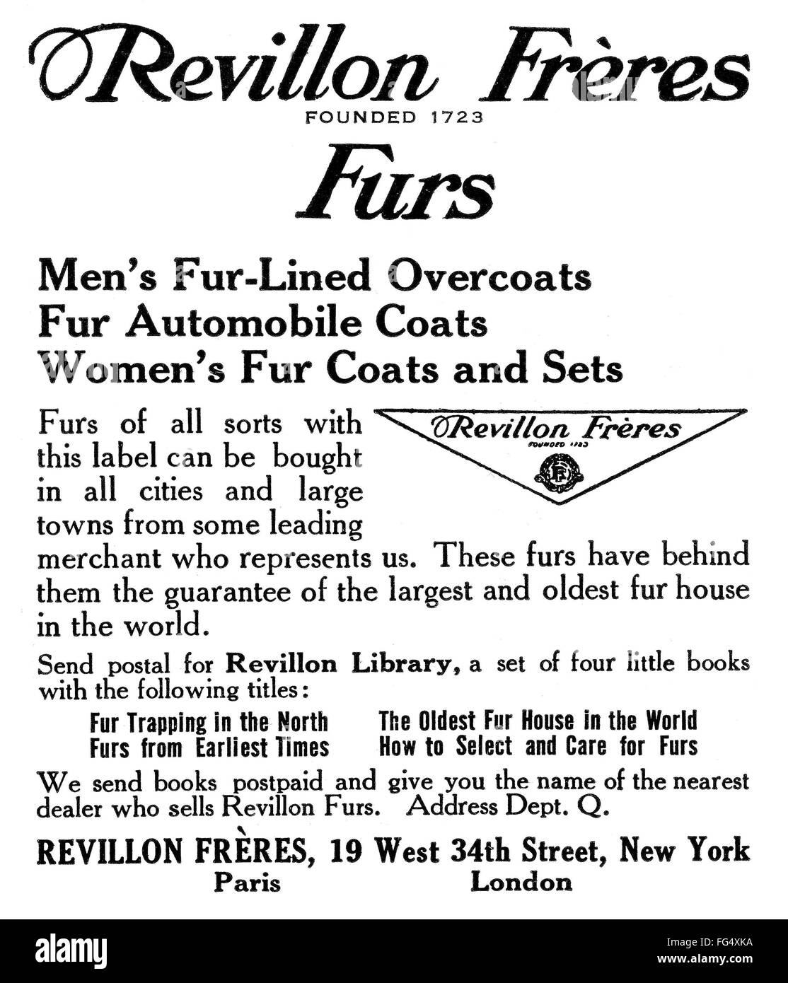 AD: FUR COAT, 1911. /nAmerican magazine advertisement for Revillon ...