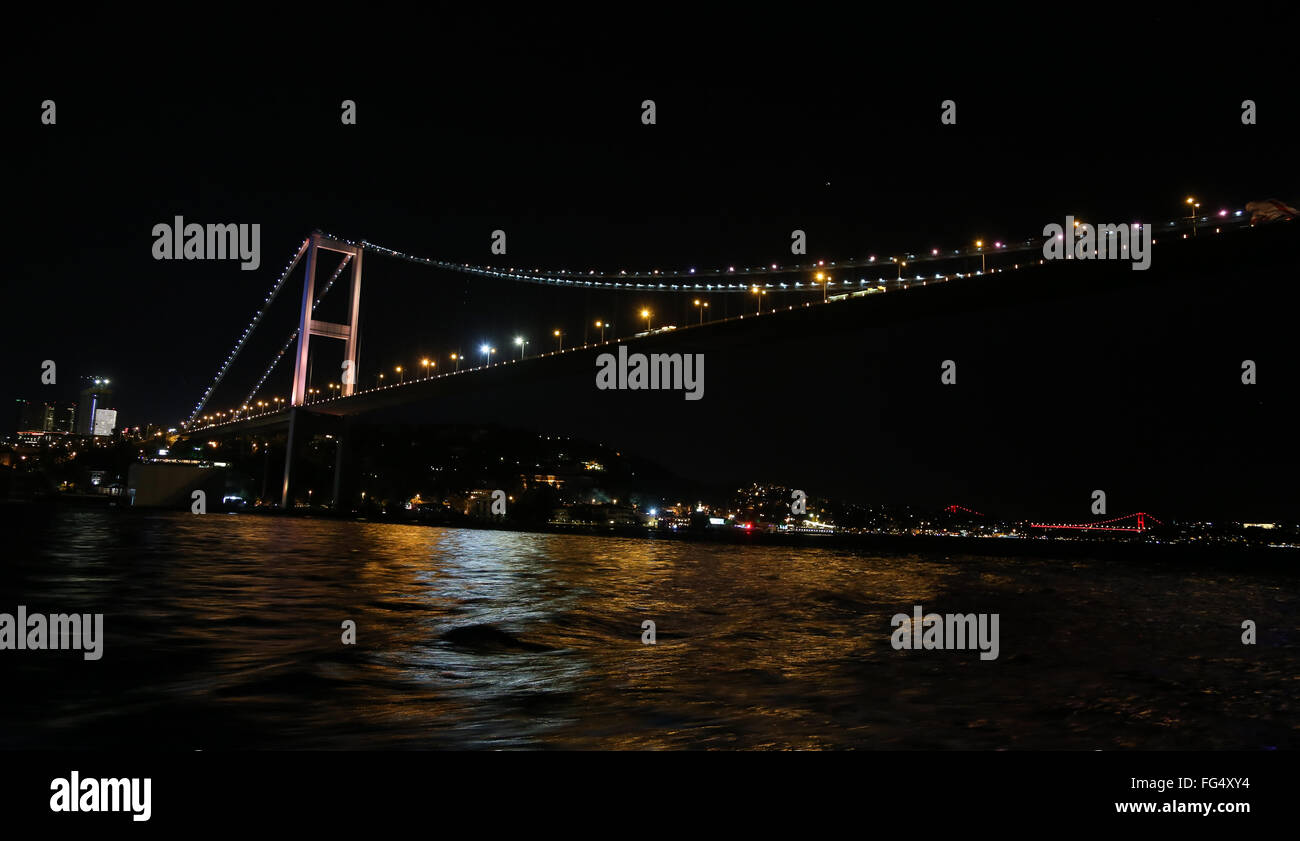 Bosphorus Bridge at night in Istanbul City, Turkey Stock Photo - Alamy