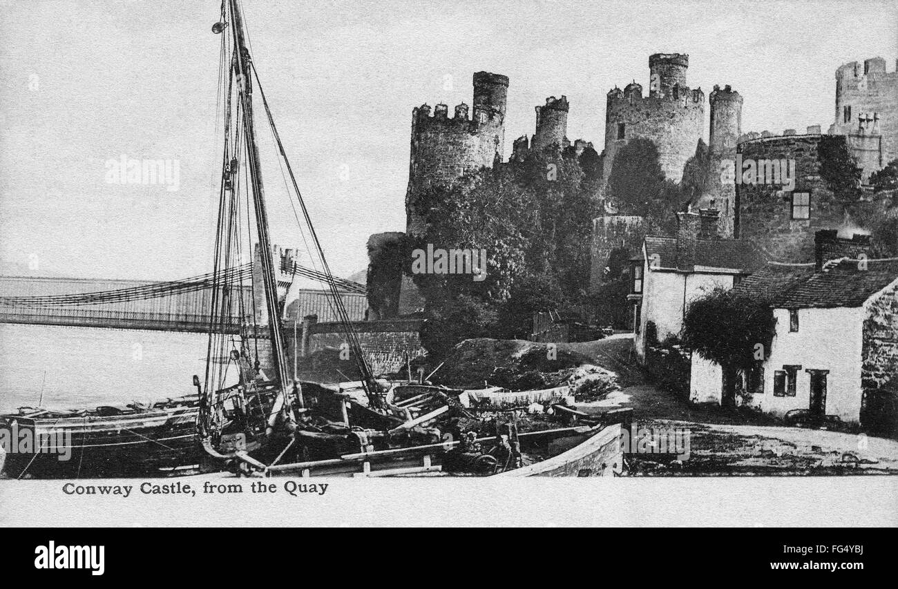 WALES: CONWY CASTLE. /nView of Conwy Castle from the quay, in Conwy ...
