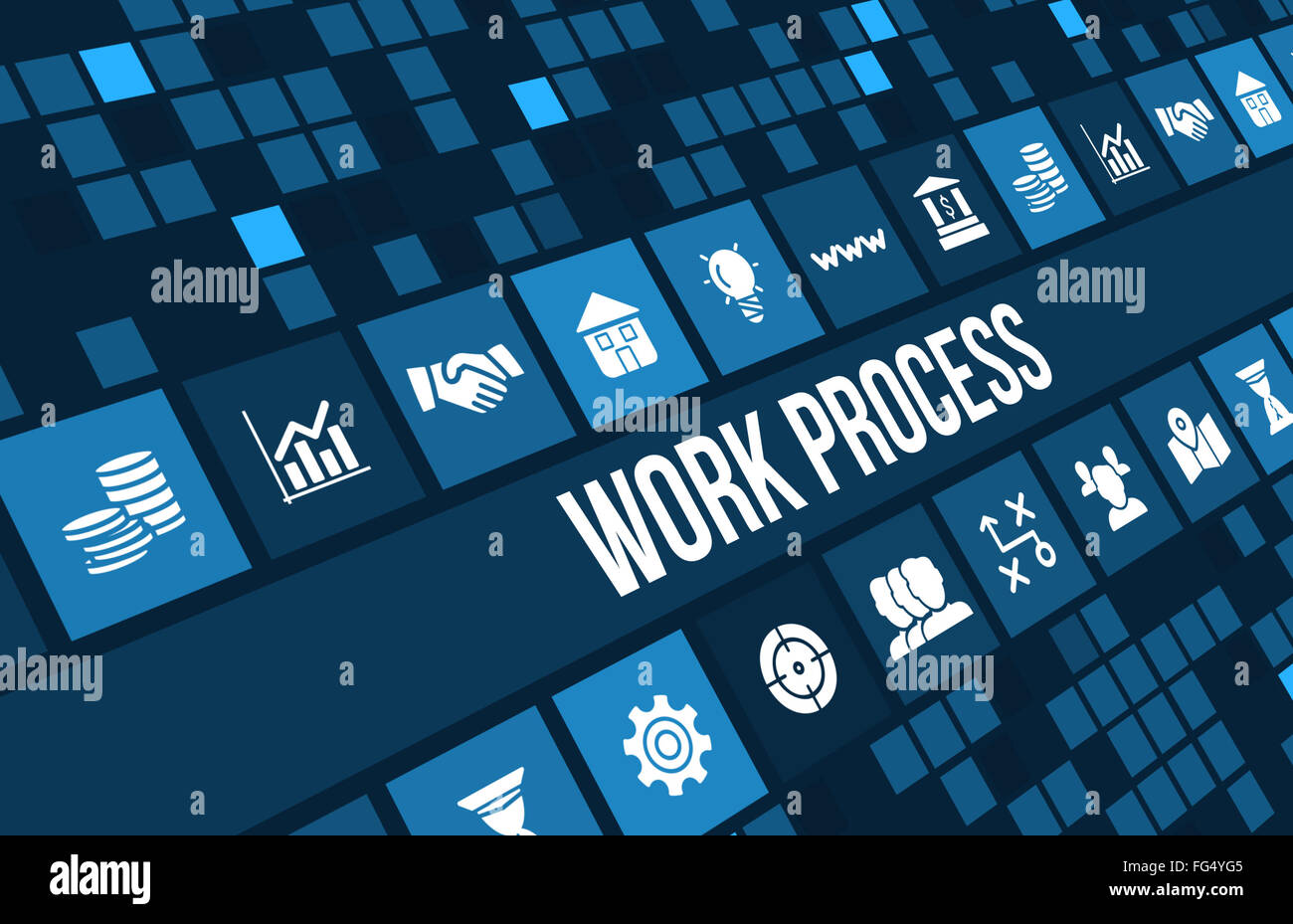 Work process concept image with business icons and copyspace Stock ...