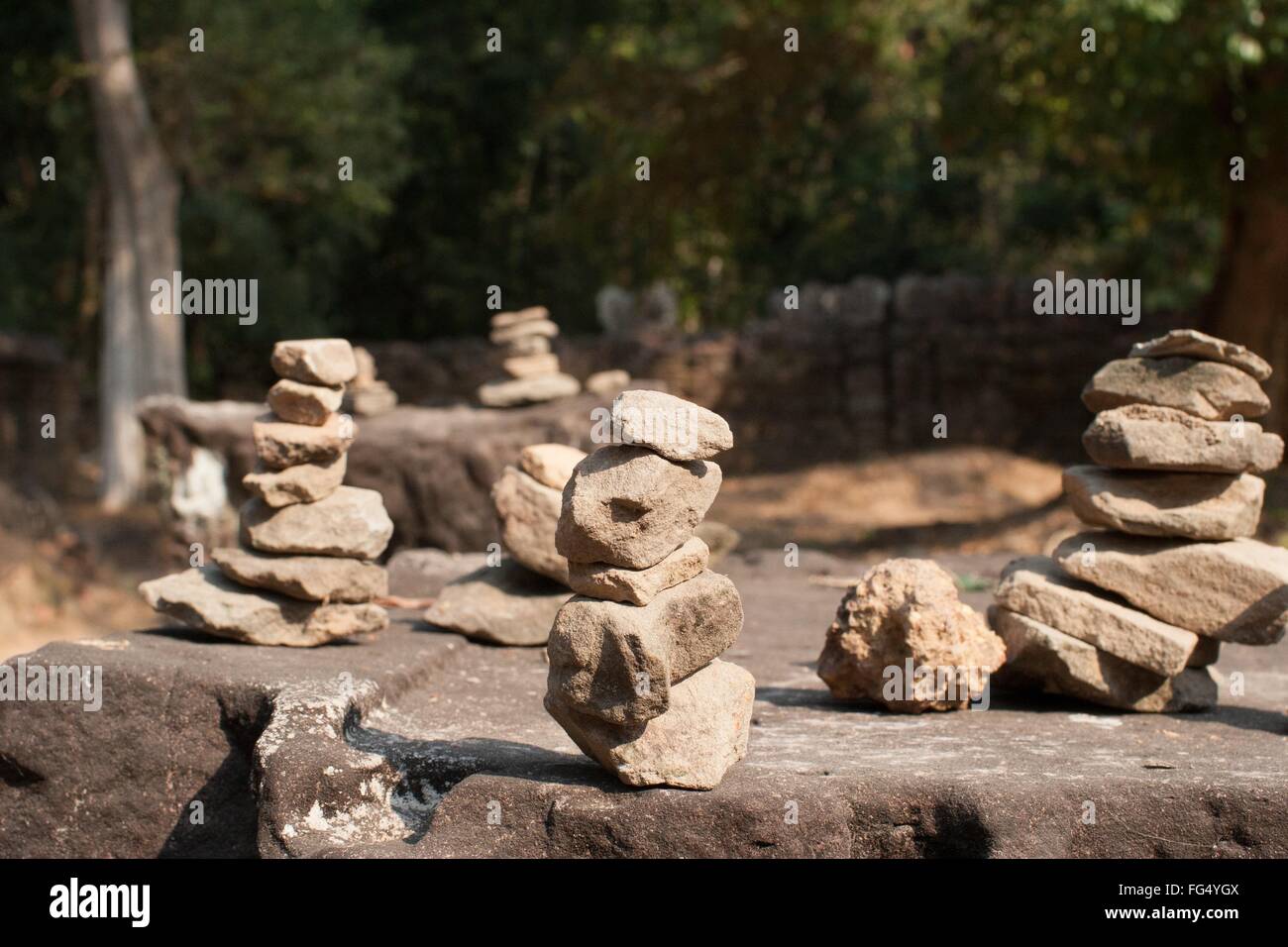 Stacked Stones On Rock Stock Photo - Alamy