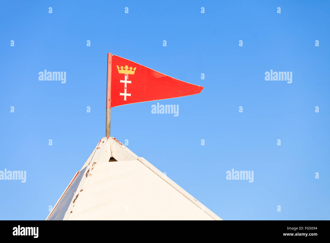 Emblem coat of arms city Gdansk Danzig Poland Europe, blue sky ...