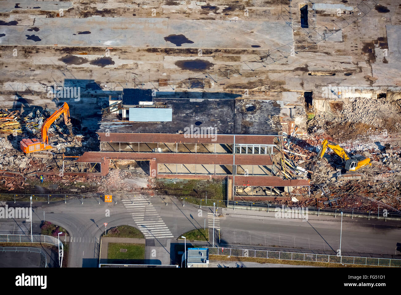 Aerial view, the former management of the large OPEL plant II in Bochum ...