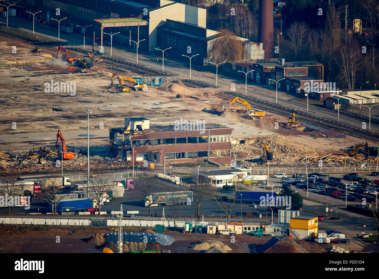 Aerial view, the former management of the large OPEL plant II in Bochum ...