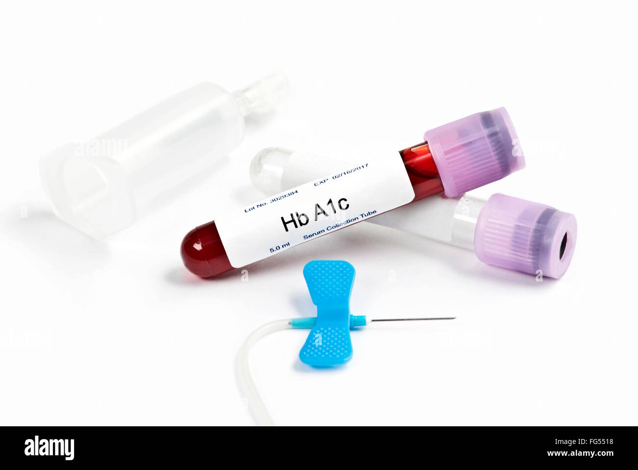 A1c analysis collection tube with blood collection supplies. Serial ...