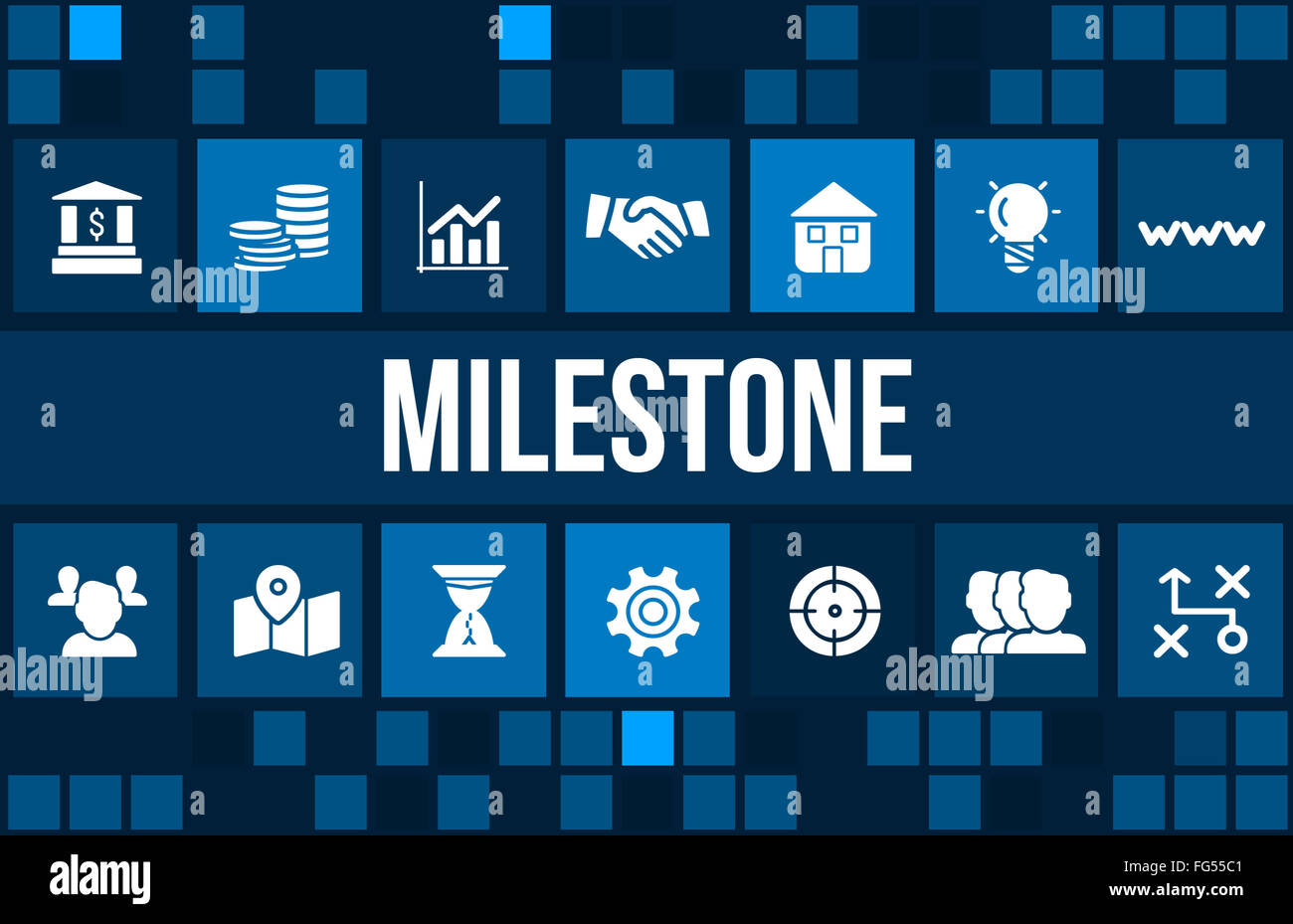 Milestone concept image with business icons and copyspace Stock Photo ...