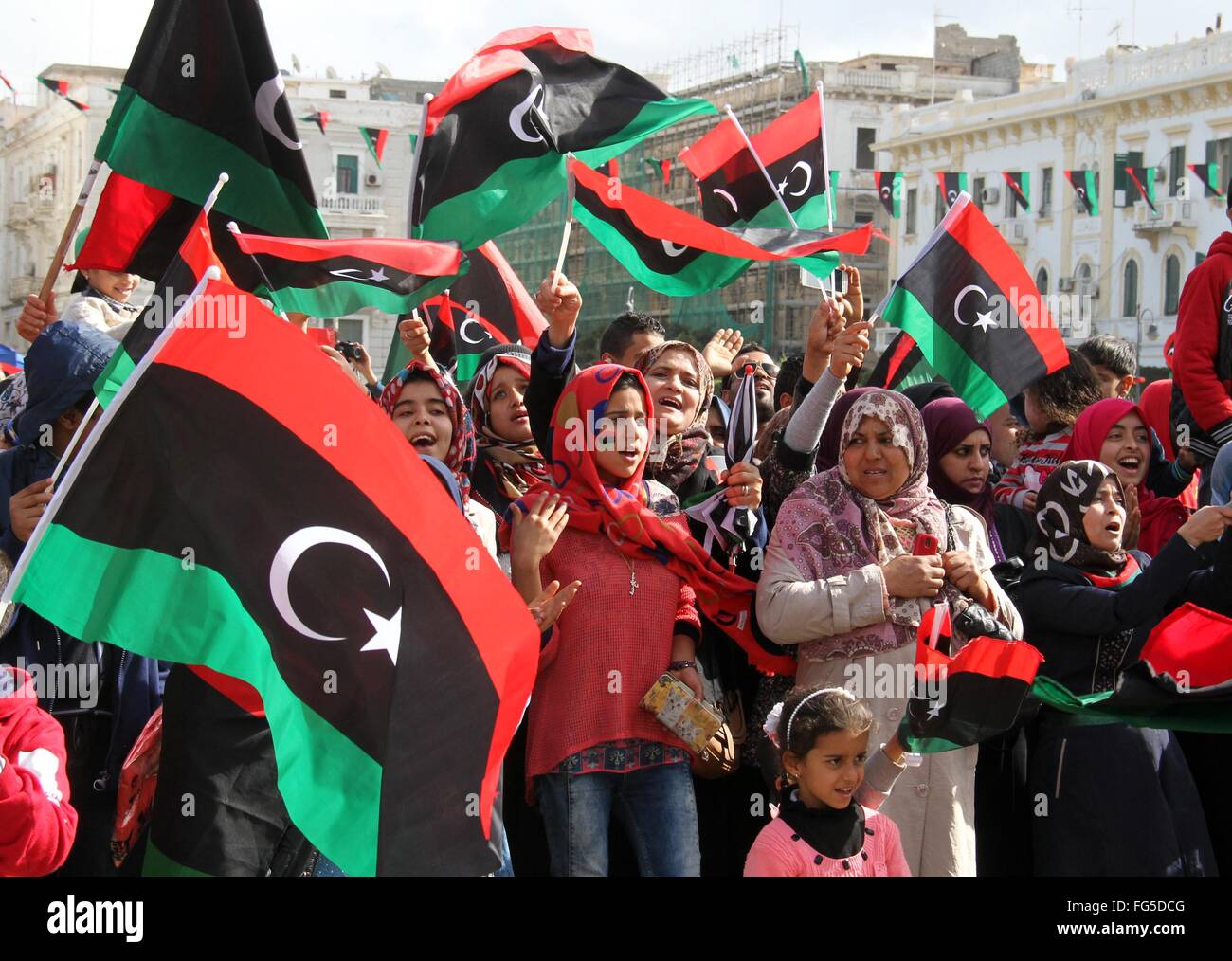 Tripoli, Libya. 17th Feb, 2016. People celebrate the fifth anniversary ...