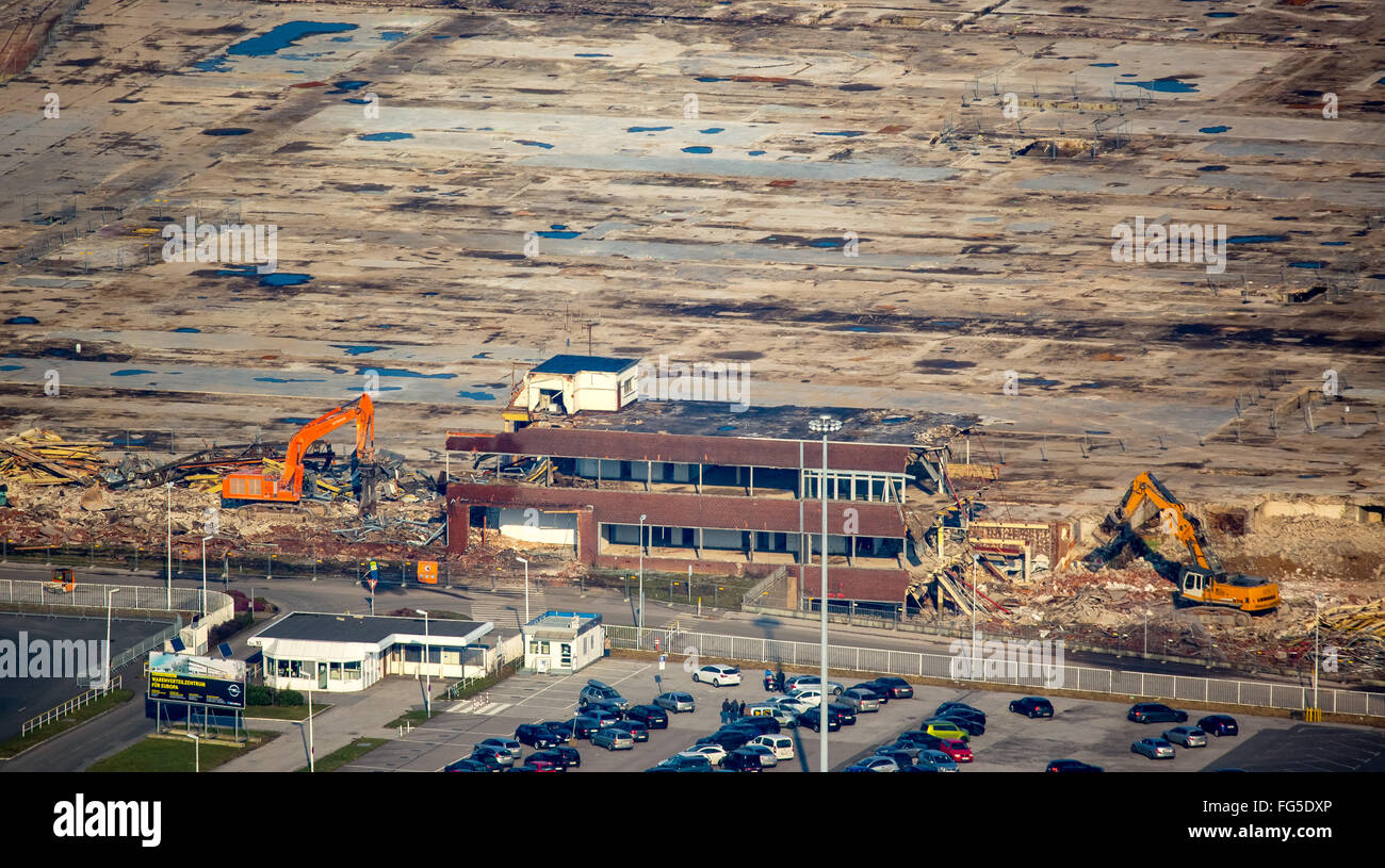 Aerial view, the former management of the large OPEL plant II in Bochum ...