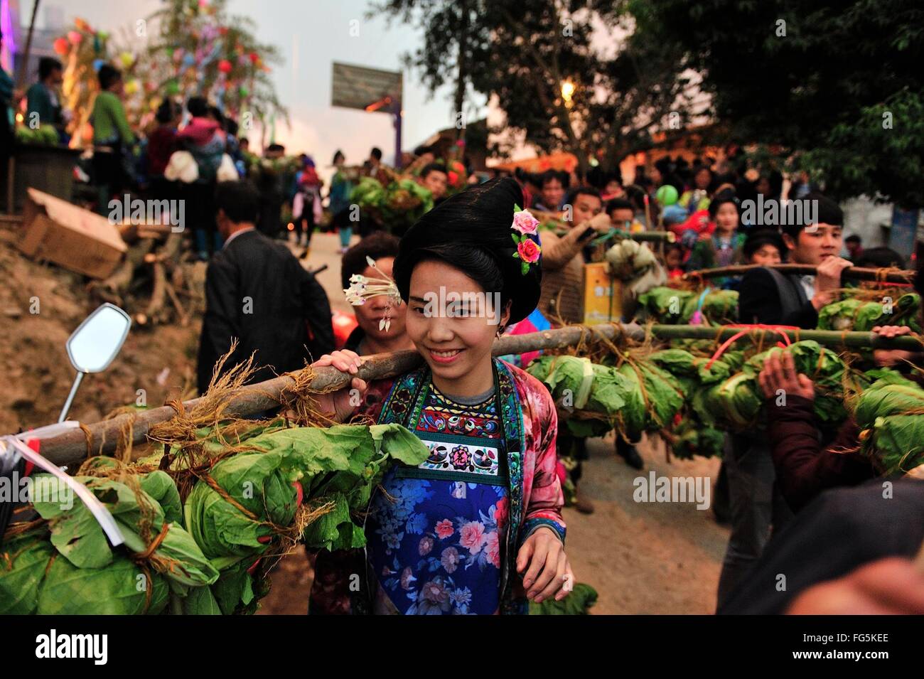 Qiandongnan, China's Guizhou Province. 13th Feb, 2016. A woman of Miao ...
