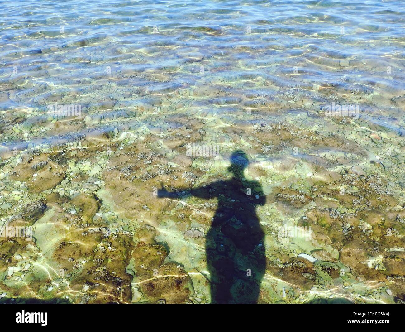 Shadow Of Person On Lake Stock Photo - Alamy