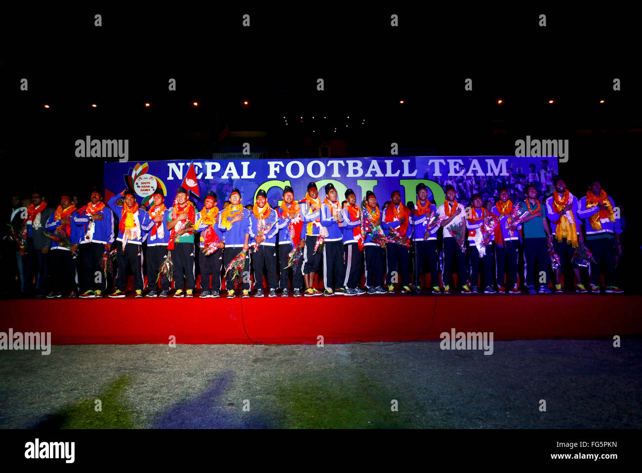 Kathmandu, Nepal. 17th Feb, 2016. Nepalese men's football team players ...