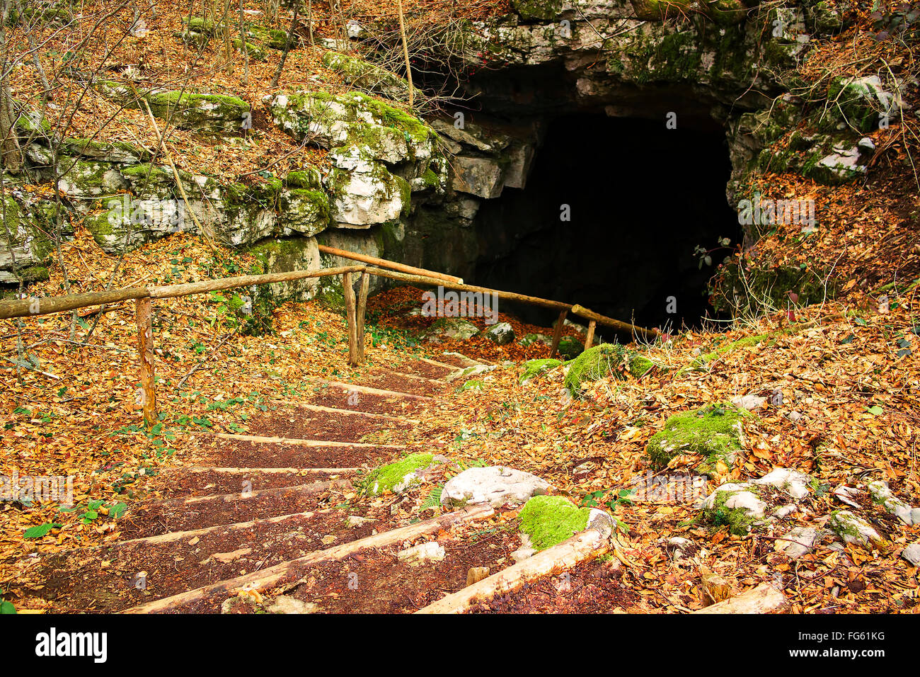 Old small mine entrance, with steps leading downwards Stock Photo - Alamy