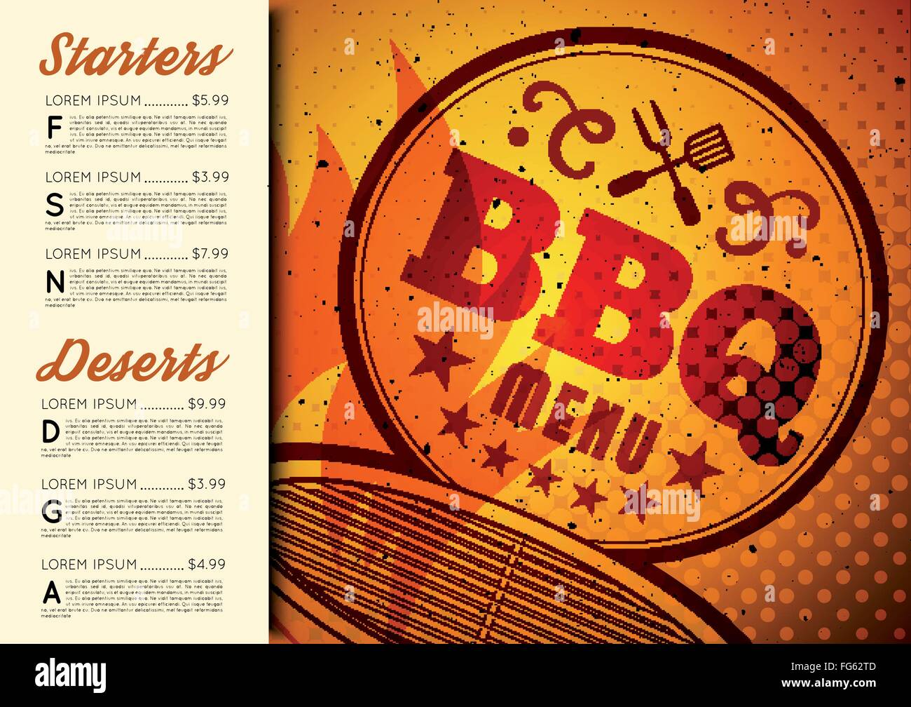 Vintage barbecue party invitation menu card Stock Vector Images - Alamy
