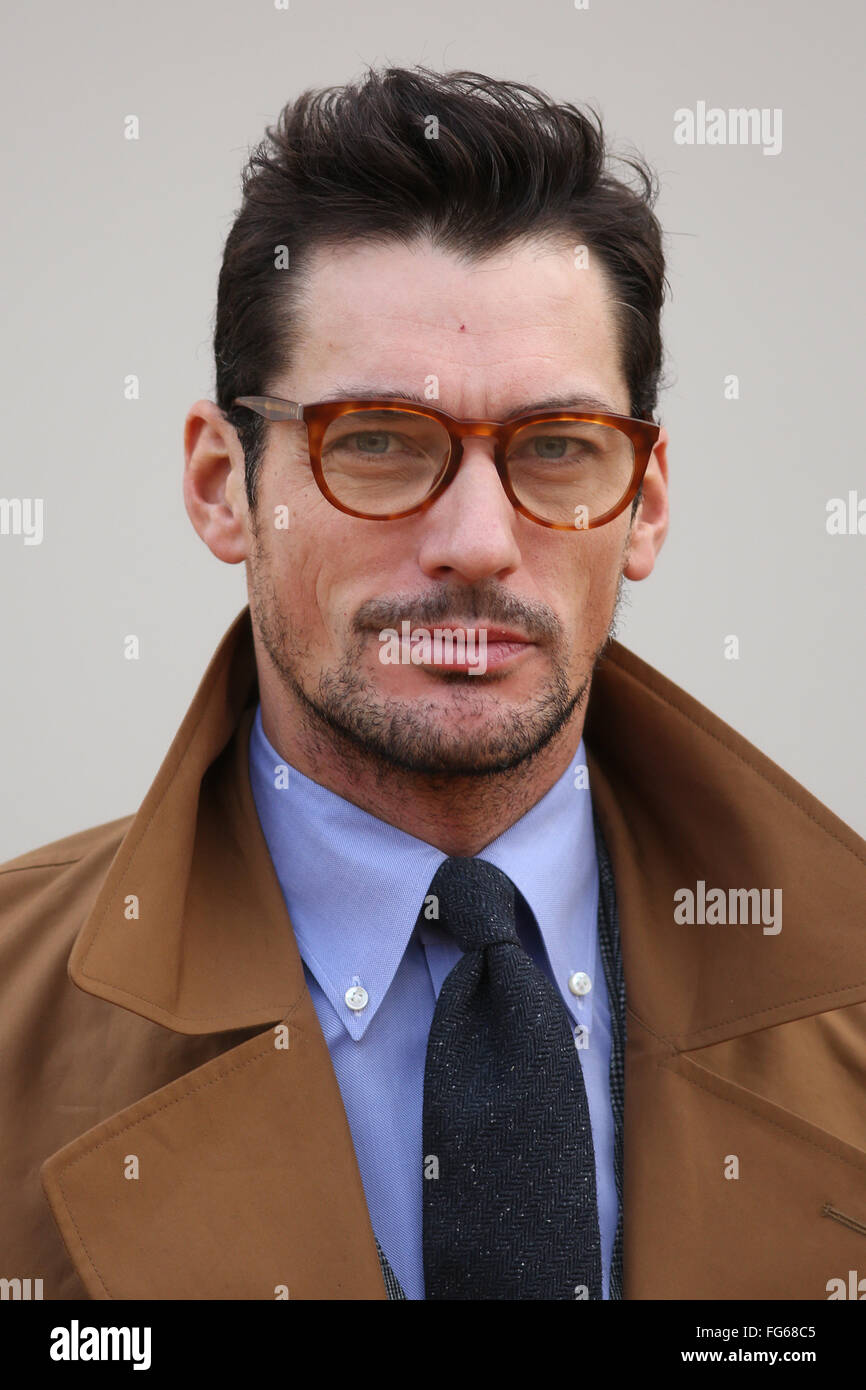 Burberry Prorsum Menswear A/W 16 - Arrivals Featuring: David Gandy ...