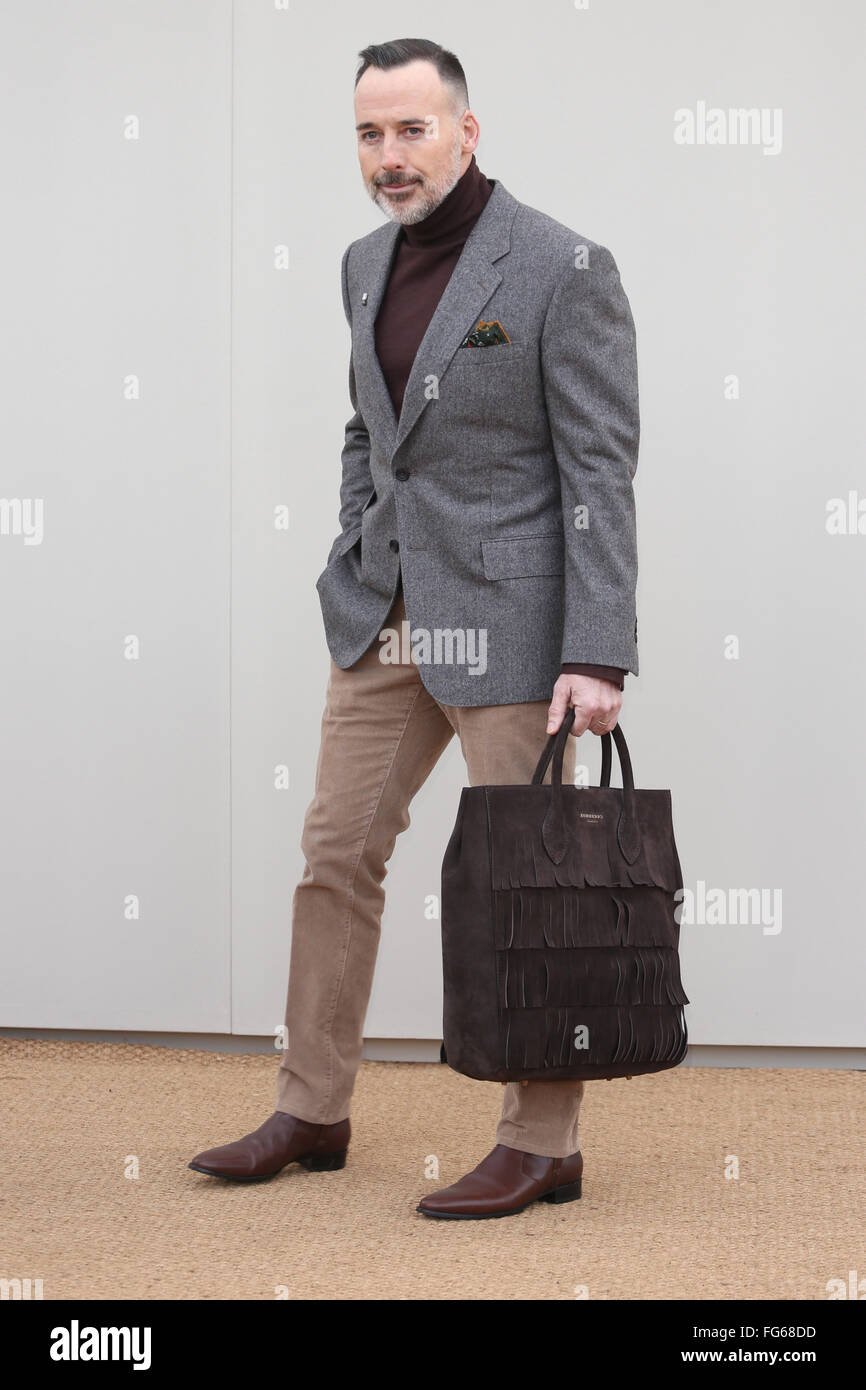 Burberry Prorsum Menswear A/W 16 - Arrivals Featuring: David Furnish ...