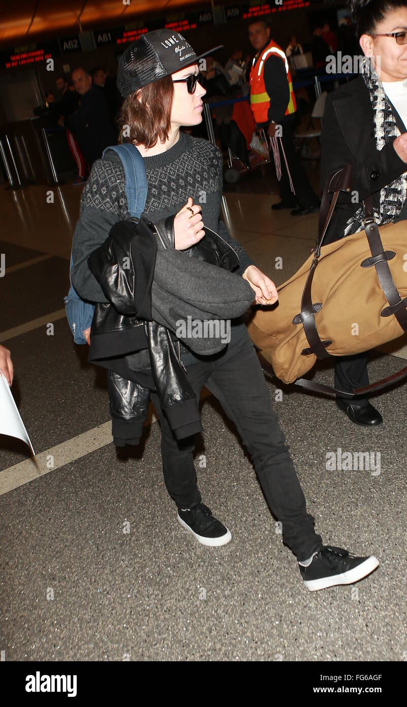 Ellen Page departs on a flight from Los Angeles International Airport ...
