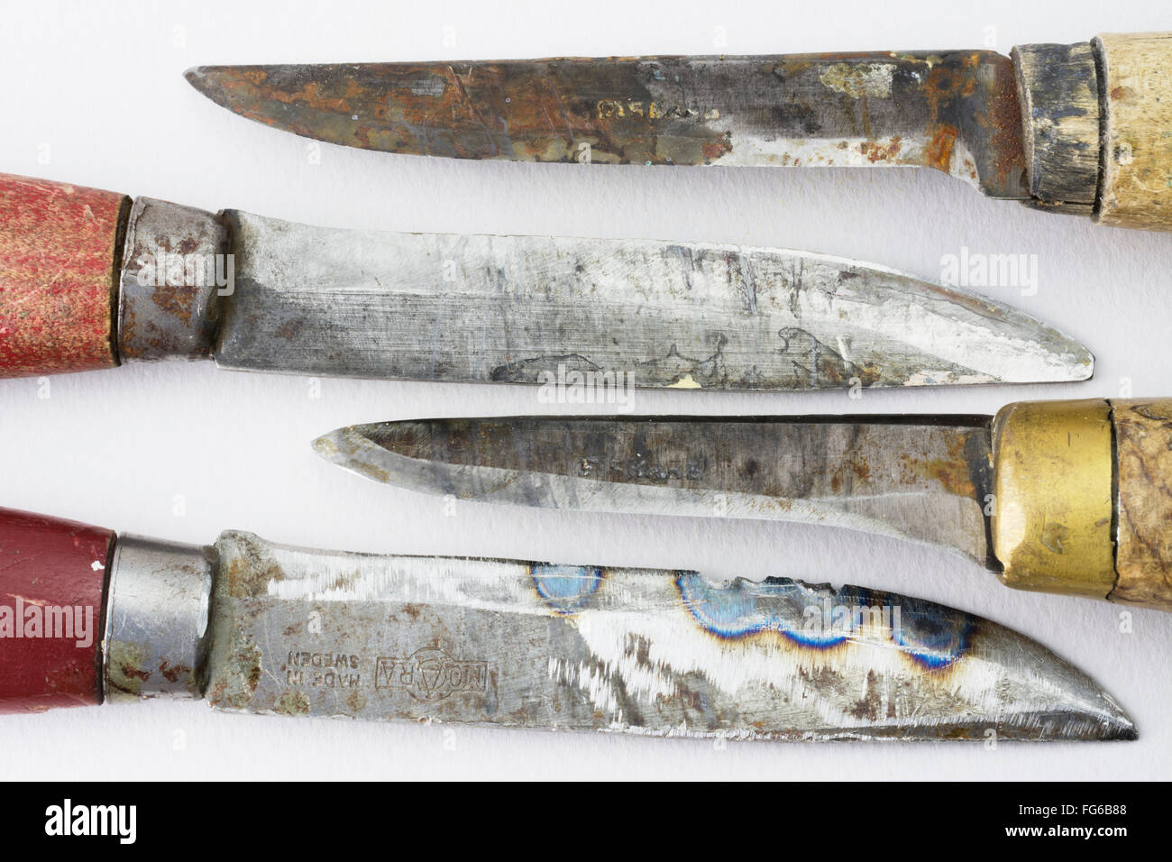 Old used working knife blades Stock Photo - Alamy