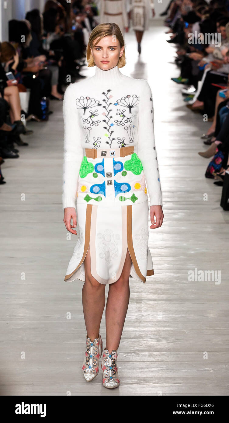 Model walking down the catwalk showcasing Peter Pilotto's collection at ...