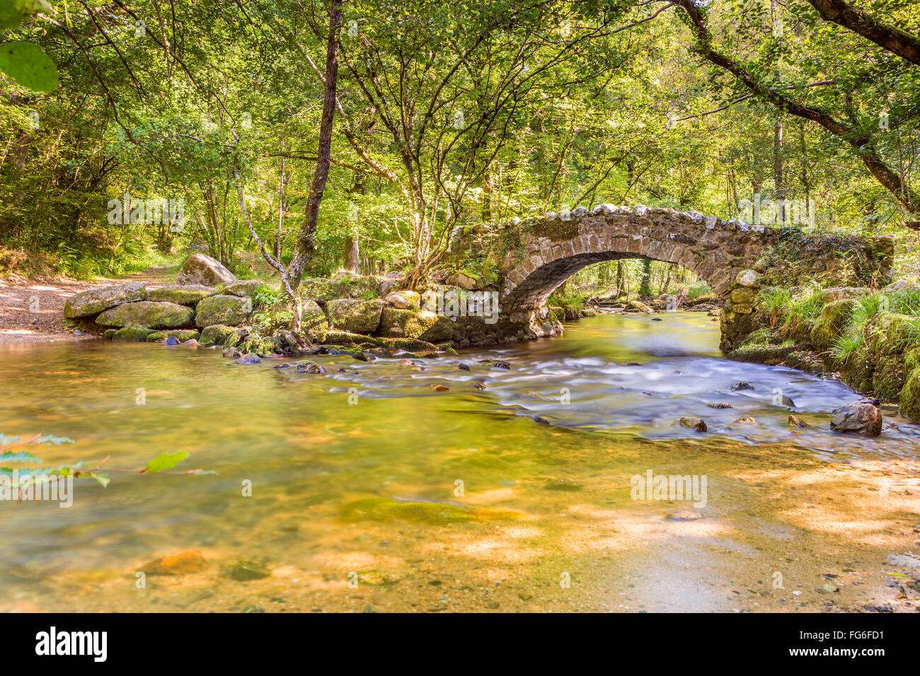 Hisley Bridge crossing the River Bovey, Dartmoor National Park ...