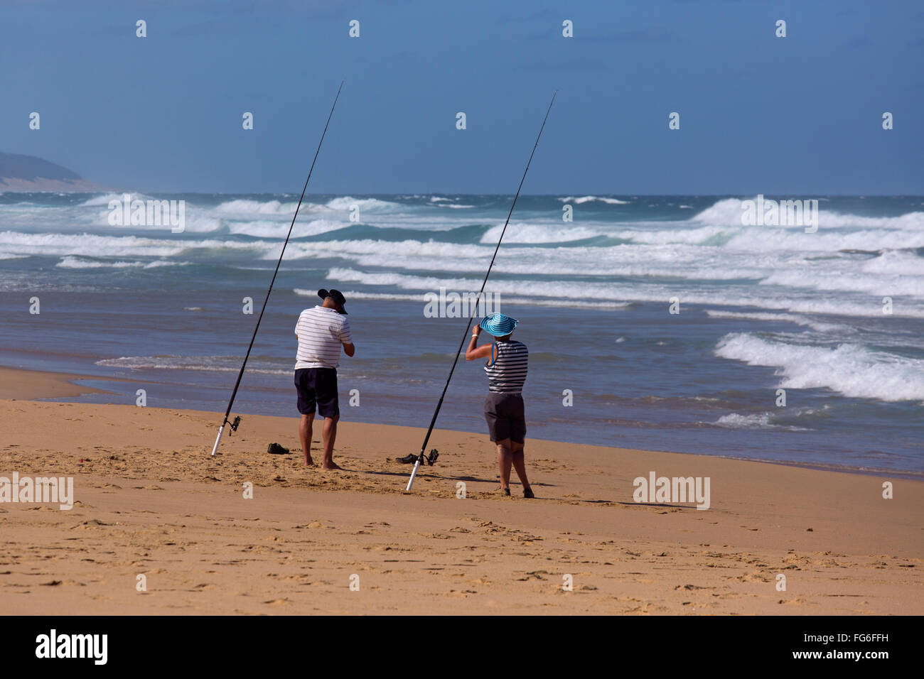 Fishing on Thonga Beach Indian Ocean coast of Maputuland in KwaZulu ...