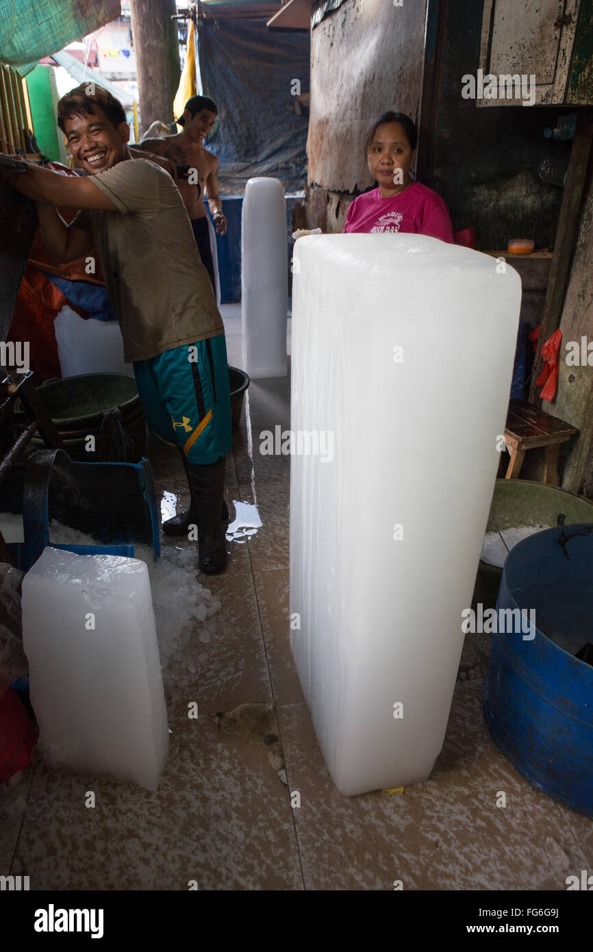 A huge block of ice which will be turned into ice chippings to be used ...