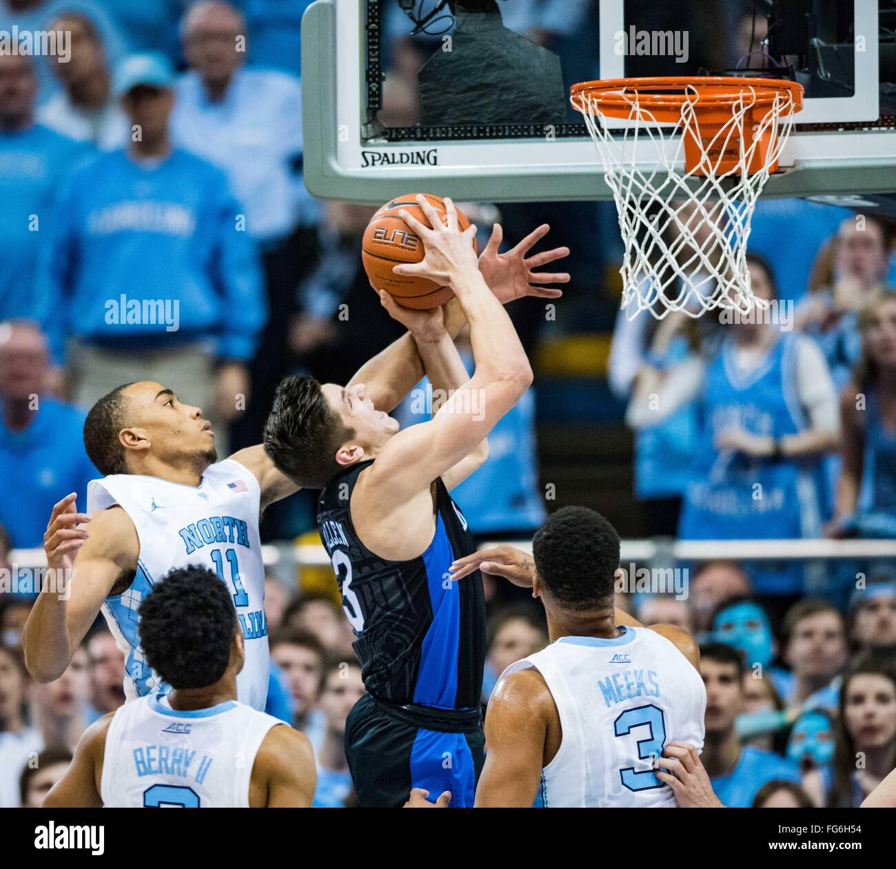 Duke guard Grayson Allen (3) and UNC forward Brice Johnson (11) during ...