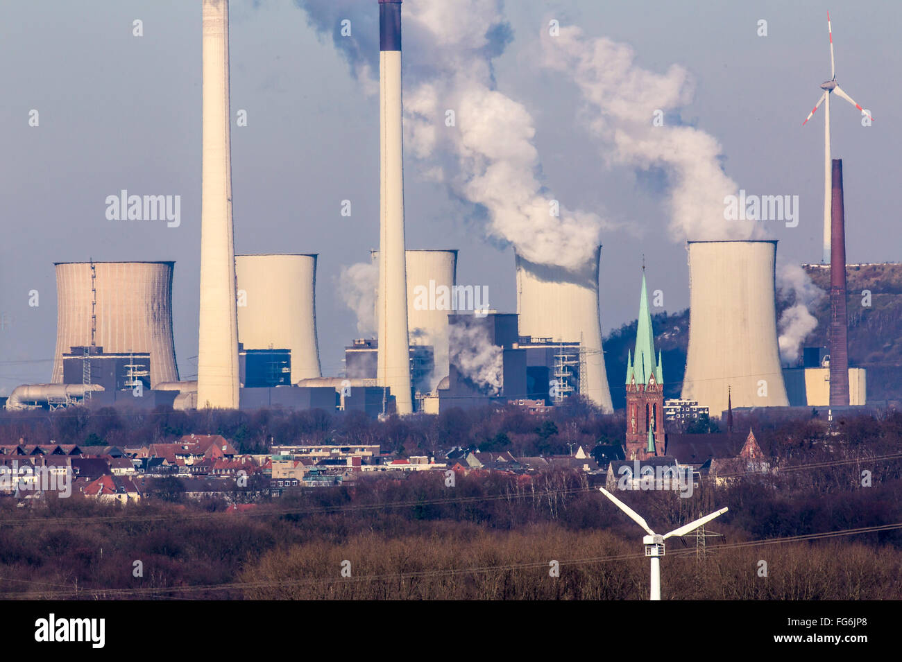EON industries, coal power plant Scholven, Gelsenkirchen, Germany, wind ...