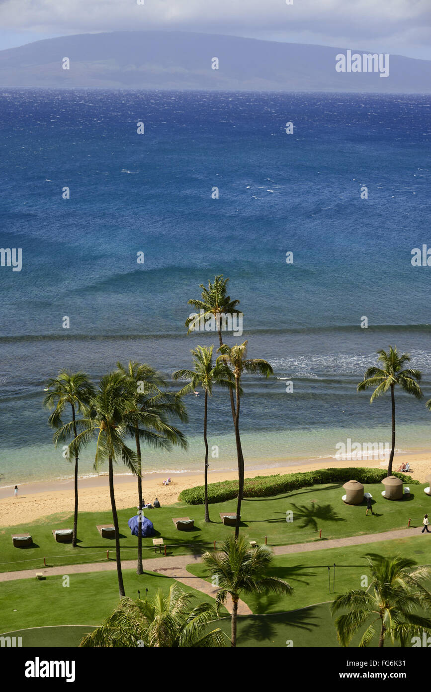 Lahaina, Hawaii, USA. 17th Feb, 2016. View looking west towards Lanai ...